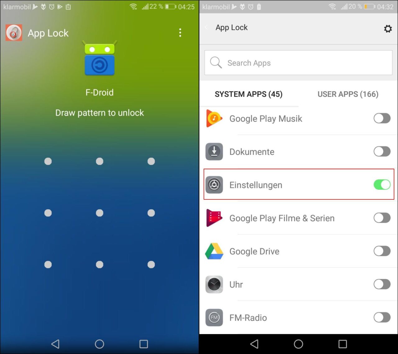 Anleitung: Android-Apps kosten- und werbefrei per Wischmuster sperren ...